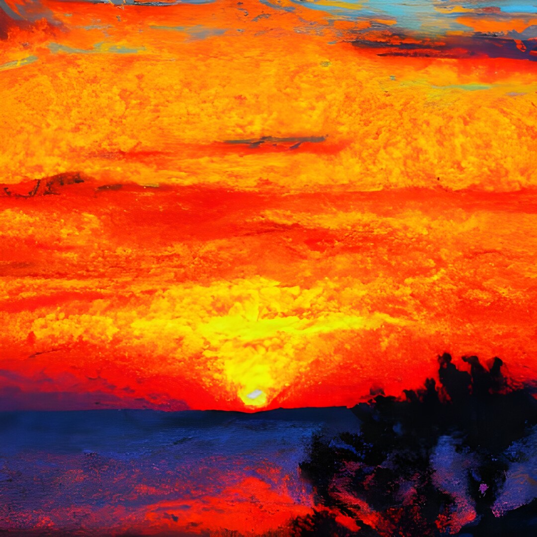 Poster Sunset Oil Painting Image/painting as Digital Download 8K ...