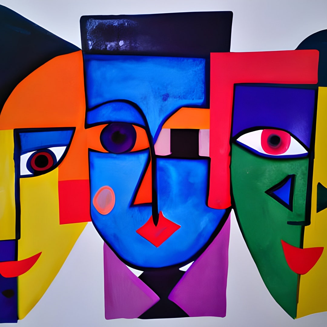 Poster Cubism-style Faces Image/painting as Digital Download 8K ...