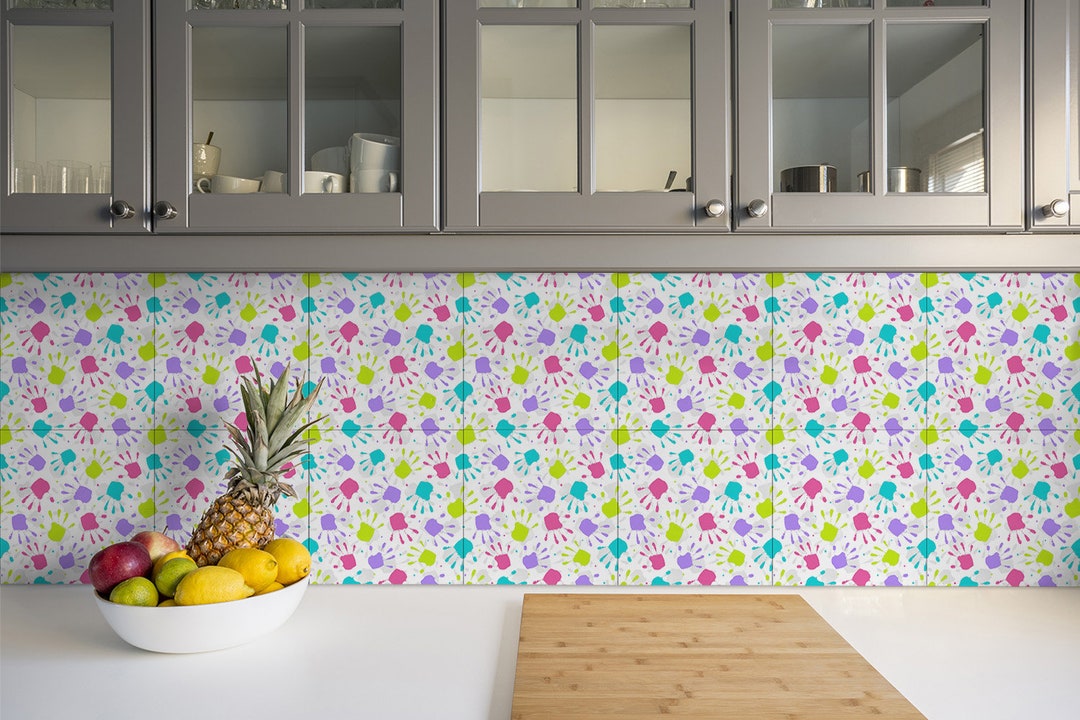 Handprints, Vinyl Tiles, Contemporary Design, Waterproof Decals ...