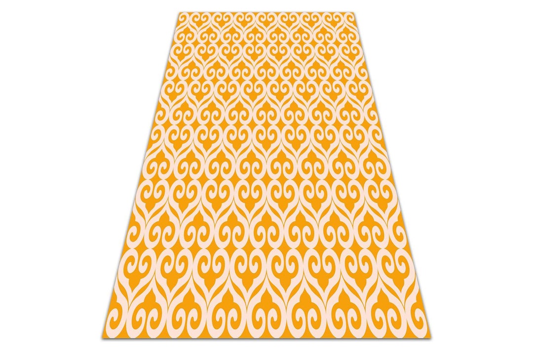 Yellow Designs, Orange, Vinyl Floor Mat, Kitchen Mat, Housewarming Gift ...