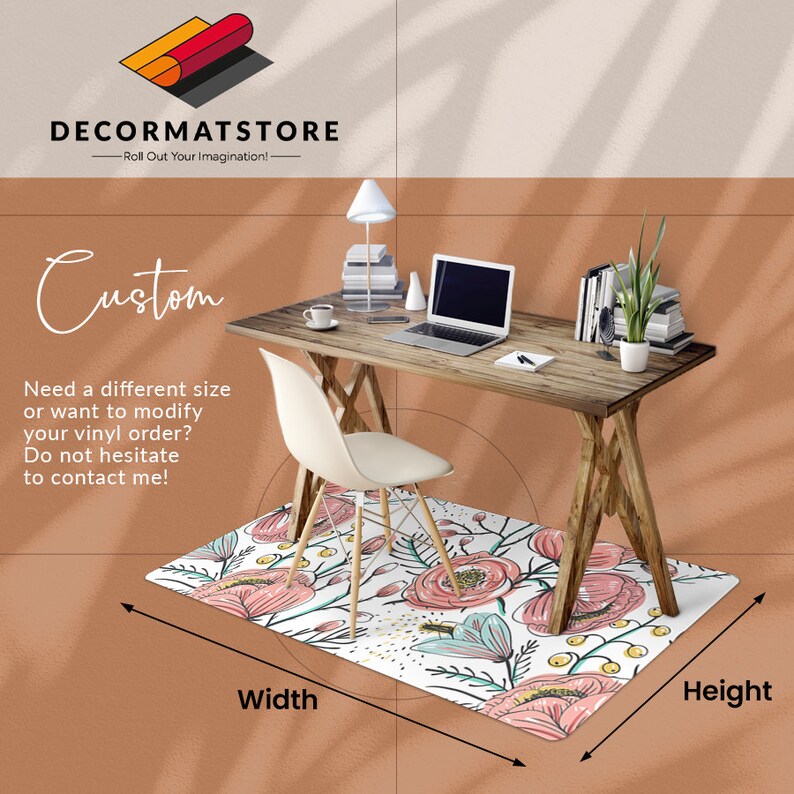 Blue Flower, Navy Blue, Desk Pad, Vinyl Mat, Desk Mat, Gaming Mouse Pad ...