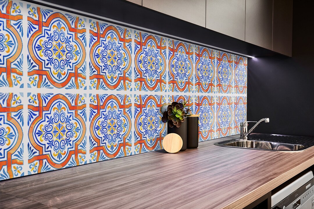 Azulejos Graphics Self Adhesive Panel, Kitchen Splashback, Modern ...