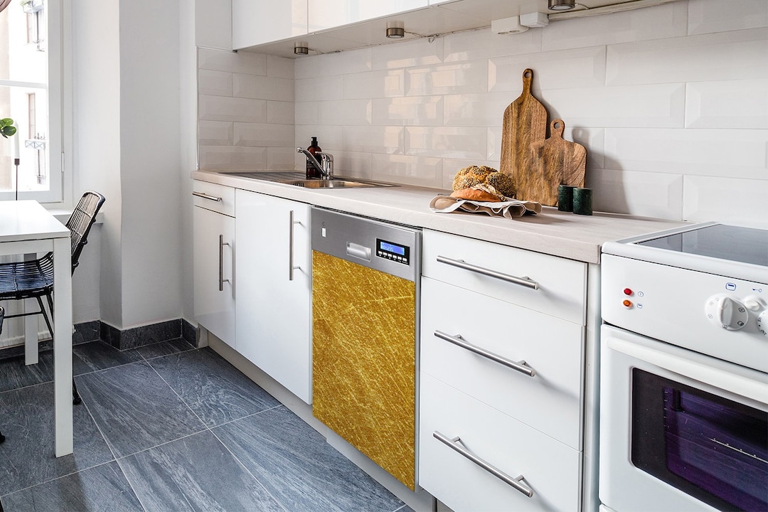 Golden Texture, Brown, Magnetic Dishwasher, Front Panel, Kitchen ...