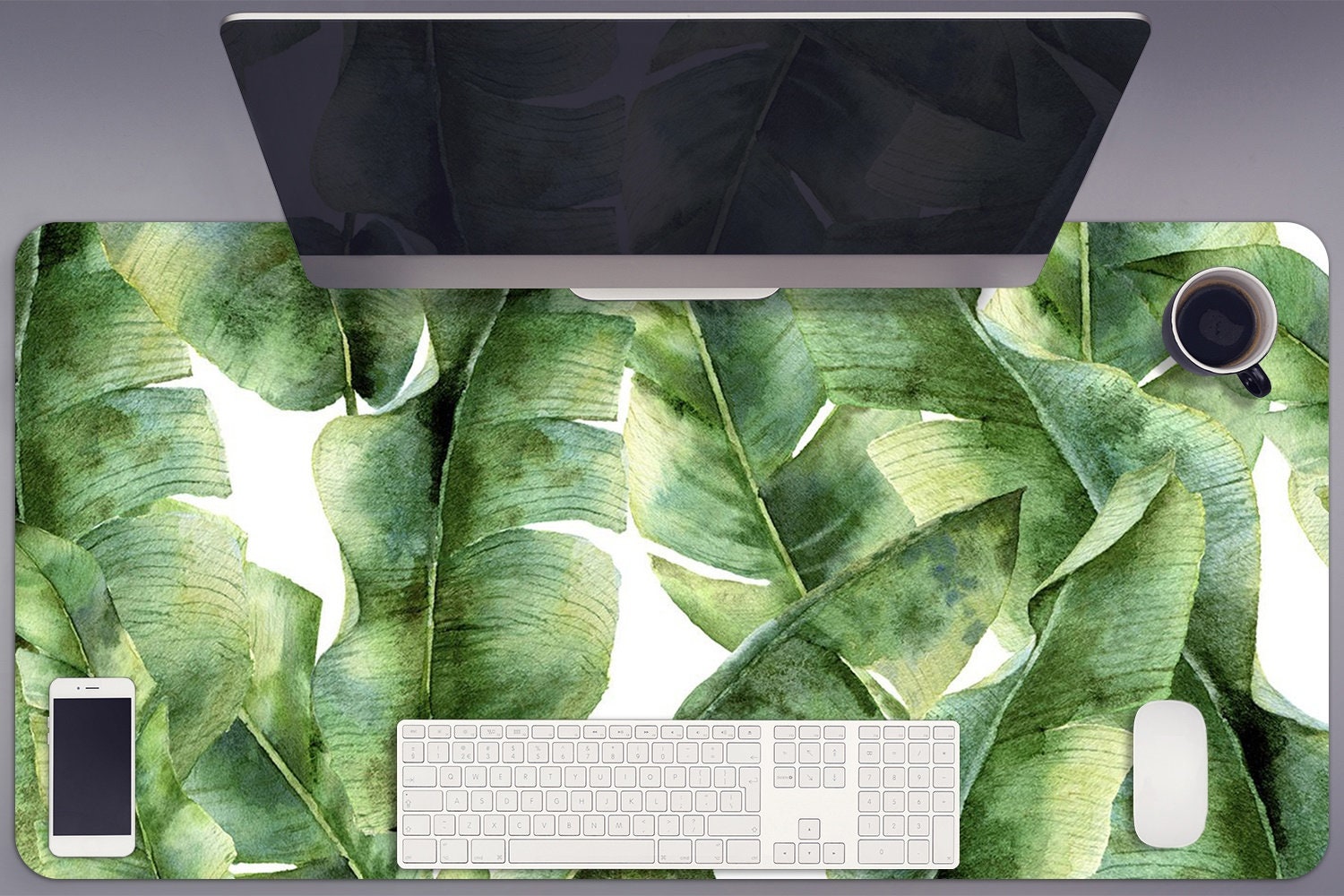 Palm Leaves Green Desk Pad Vinyl Mat Desk Mat Gaming - Etsy
