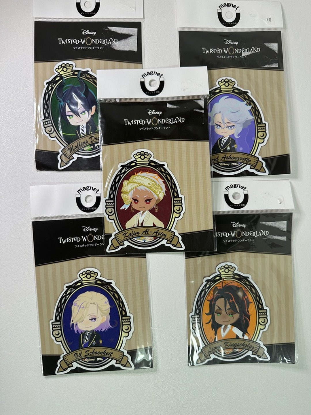 Twisted Wonderland Chibi Magnet Set of 5 Malleus Vil Kalim Leona Azul ...