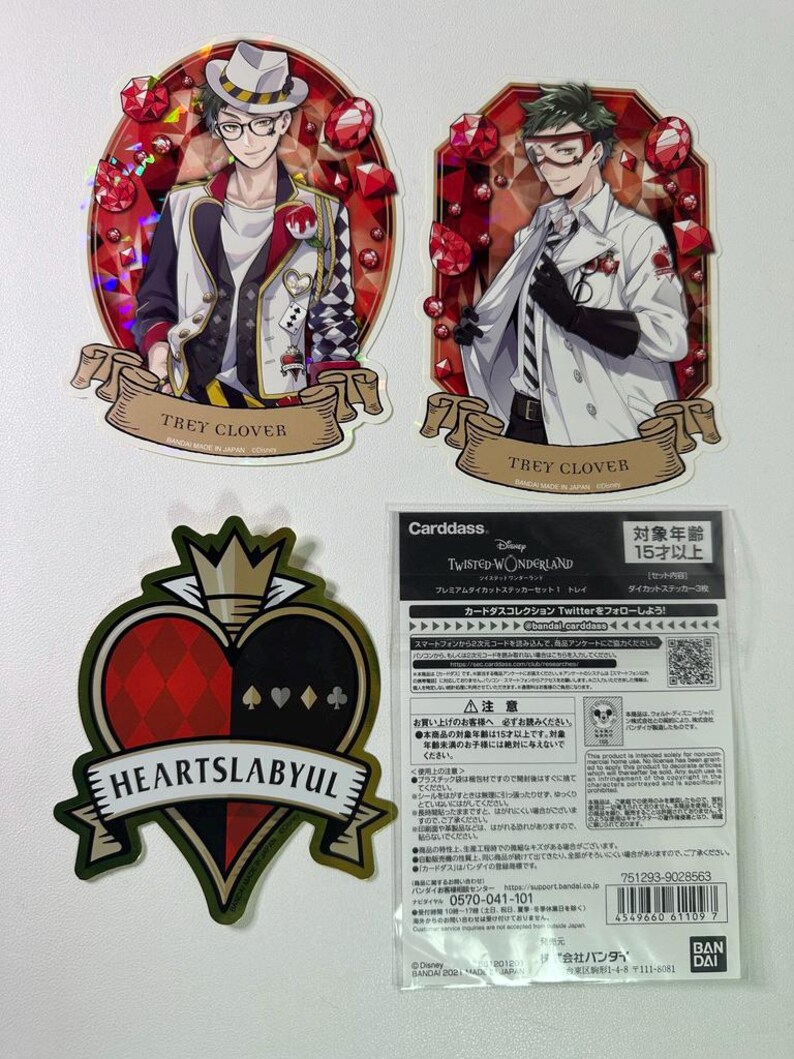 Twisted Wonderland Large Glitter Sticker Set Heartslabyul Trey Clover ...