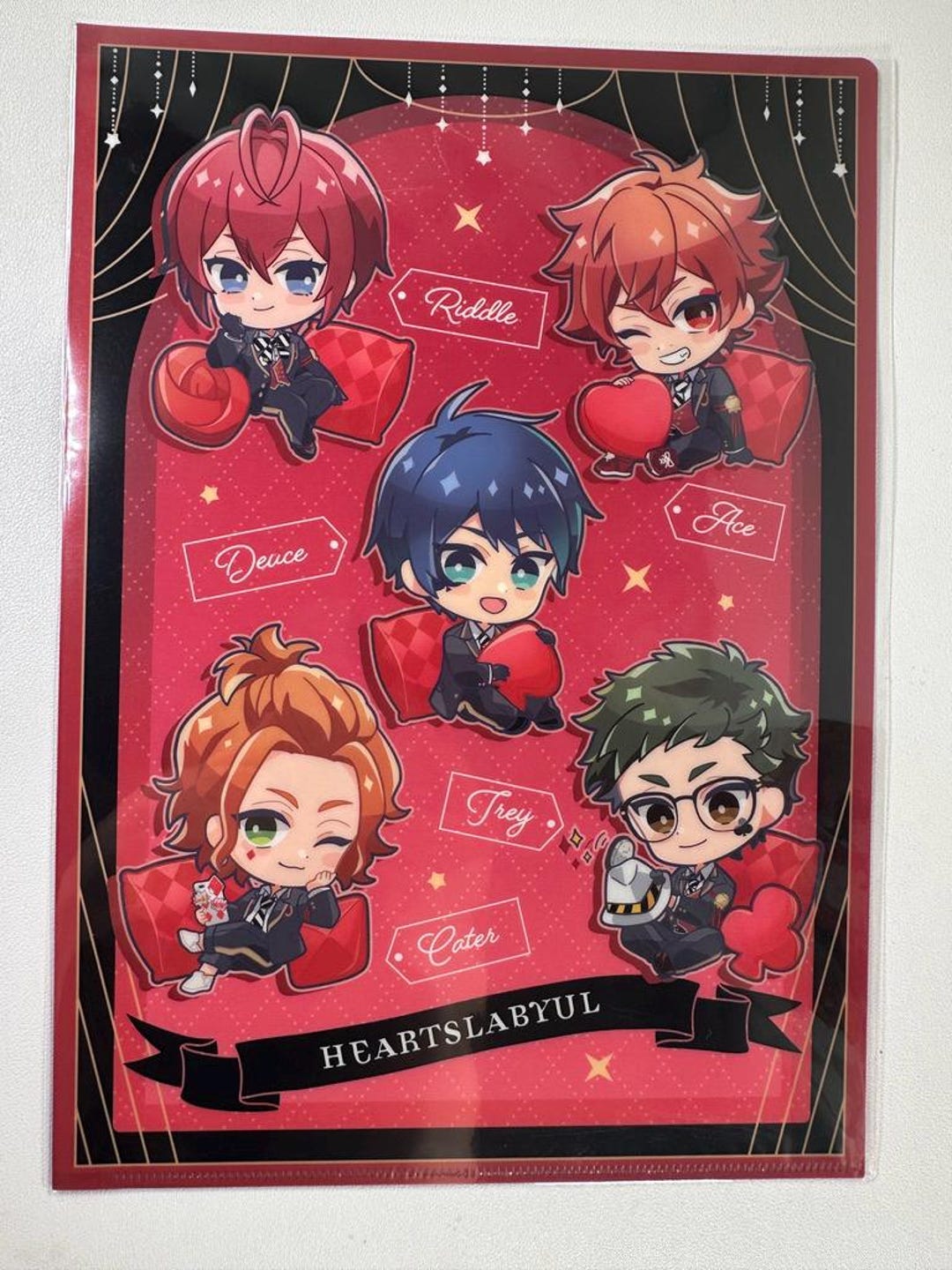 Twisted Wonderland Peko Cushion Clear File Heartslabyul Riddle Ace ...