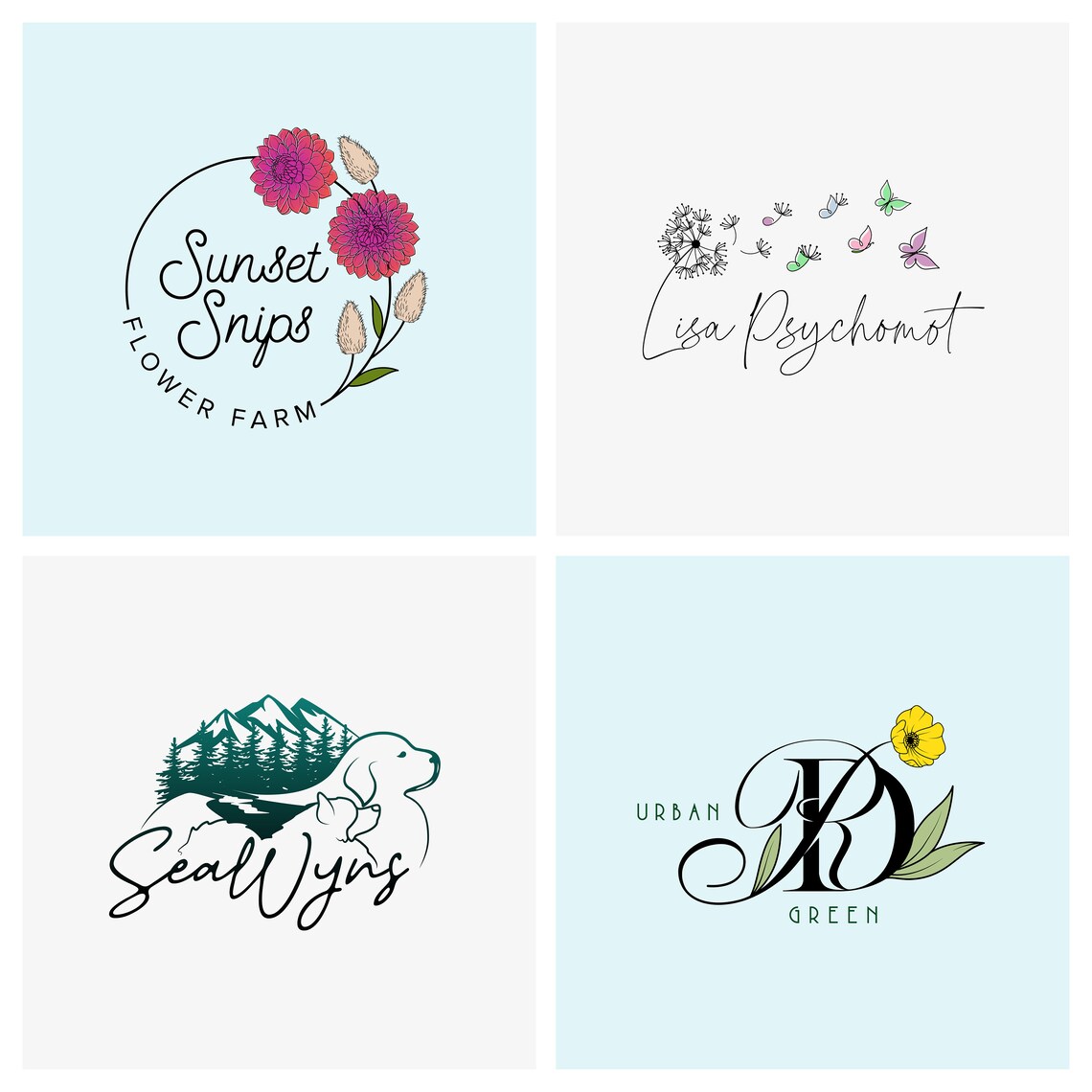 Custom Flower Logo Design, Logo Design Branding, Minimalist Logo ...