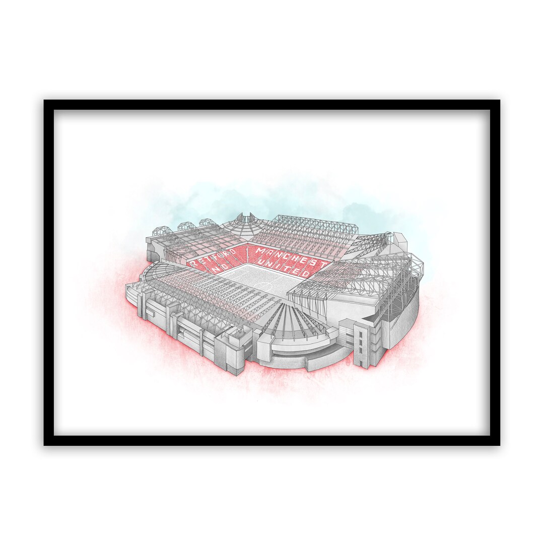 Old Trafford Stadium Print Football Poster Manchester United Gift for ...