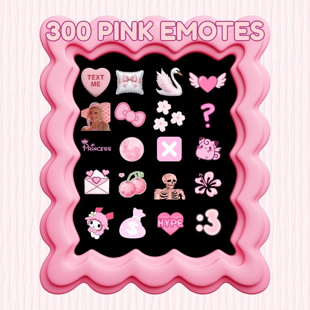 300 Pink Emotes for Twitch Discord, Youtube, | Kawaii Cute Pastel ...