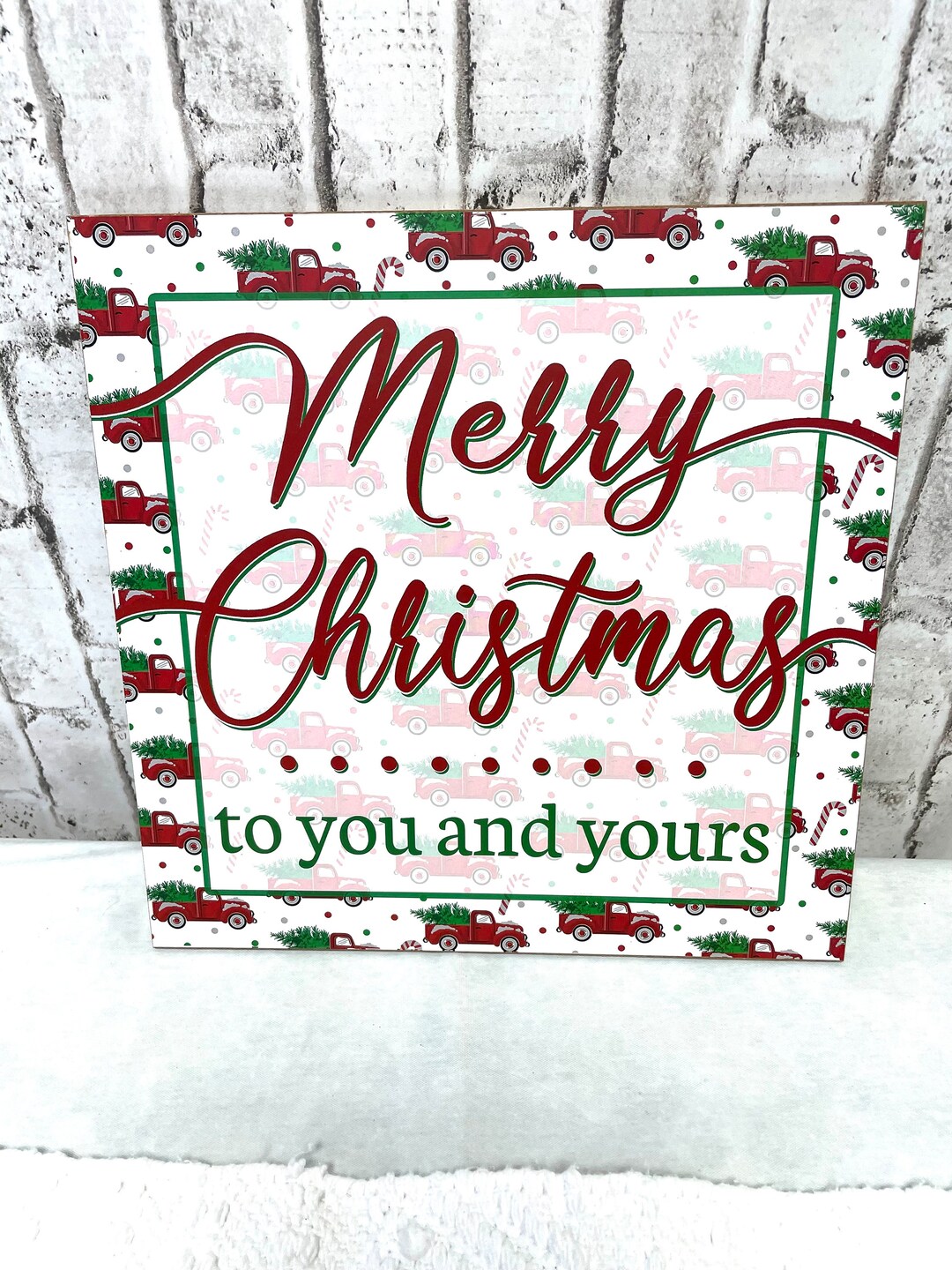 Christmas Sign, Christmas Wreath Sign, AP7010, Red Truck Wreath Sign ...