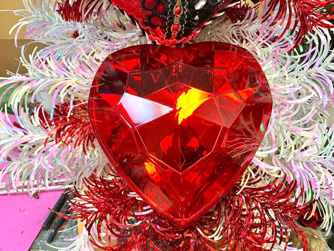 Red Heart Shaped Jewel, 6”, Farrisilk, CX094-02 - Etsy