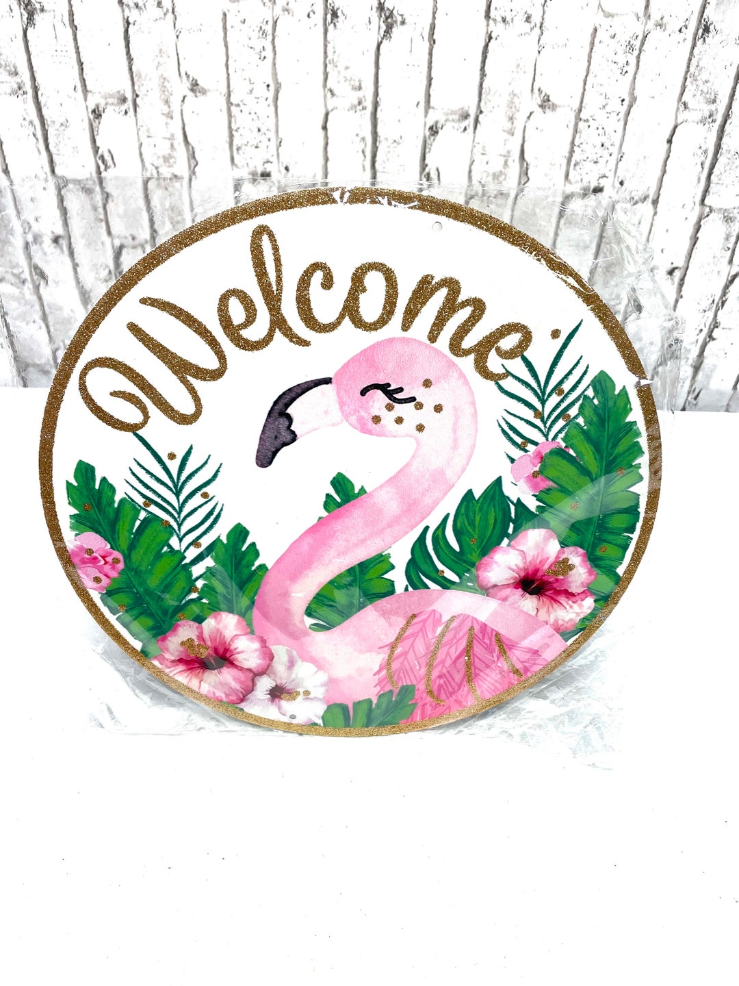 Flamingo Welcome Sign: Tropical Spring Decor - Etsy