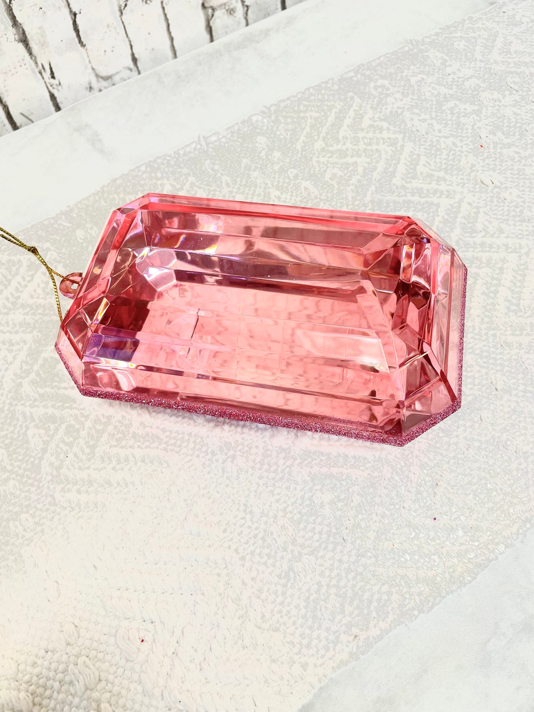 8 Inch Pink Jewel, Pink Rectangular Jewel, Med Pink Jewel - Etsy