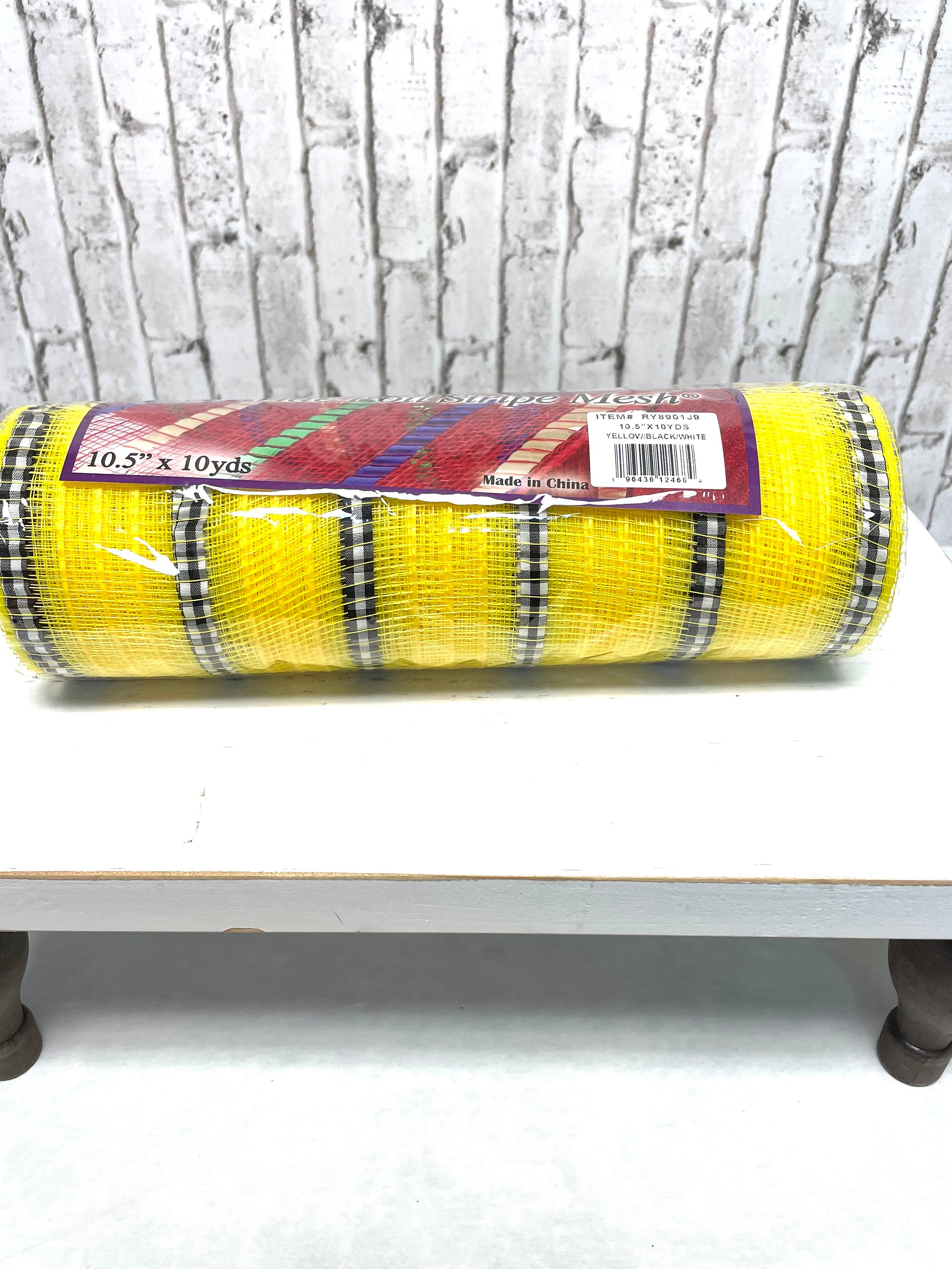 Yellow Black and White Mesh, RY8901J9, Yellow Mesh, Faux Jute Mesh ...