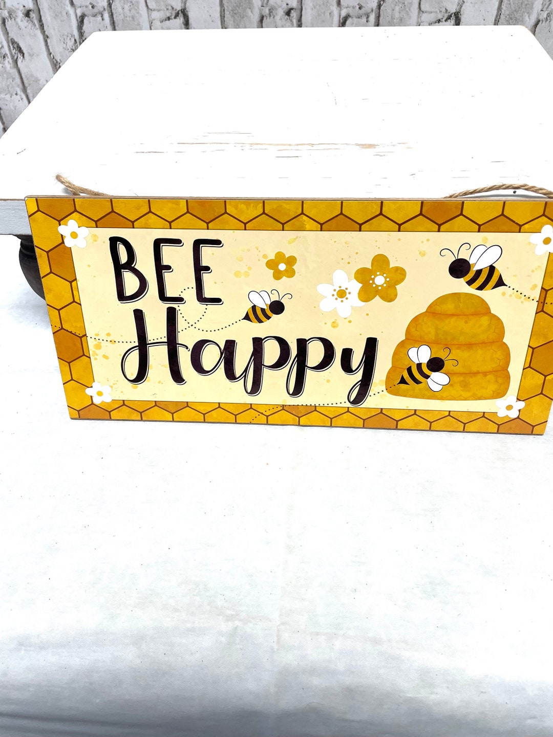 Bee Happy Sign: Spring Summer Wreath Sign - Etsy