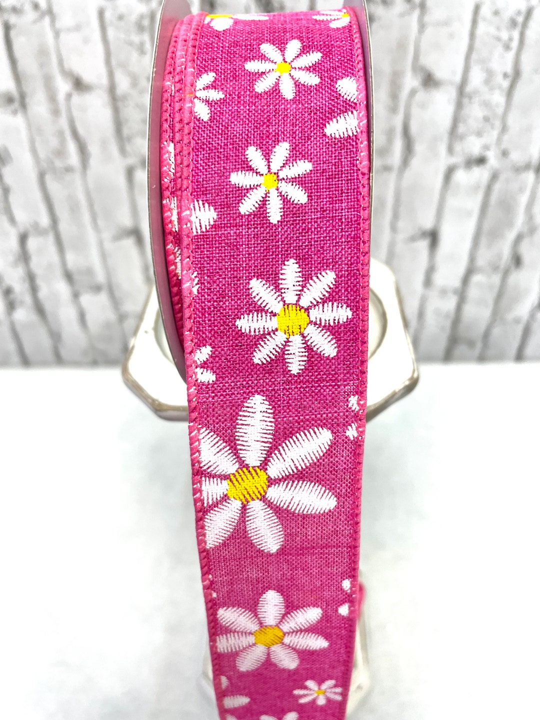 Hot Pink Daisy Ribbon: 1.5" Burlap Ribbon, 10 Yards - Etsy