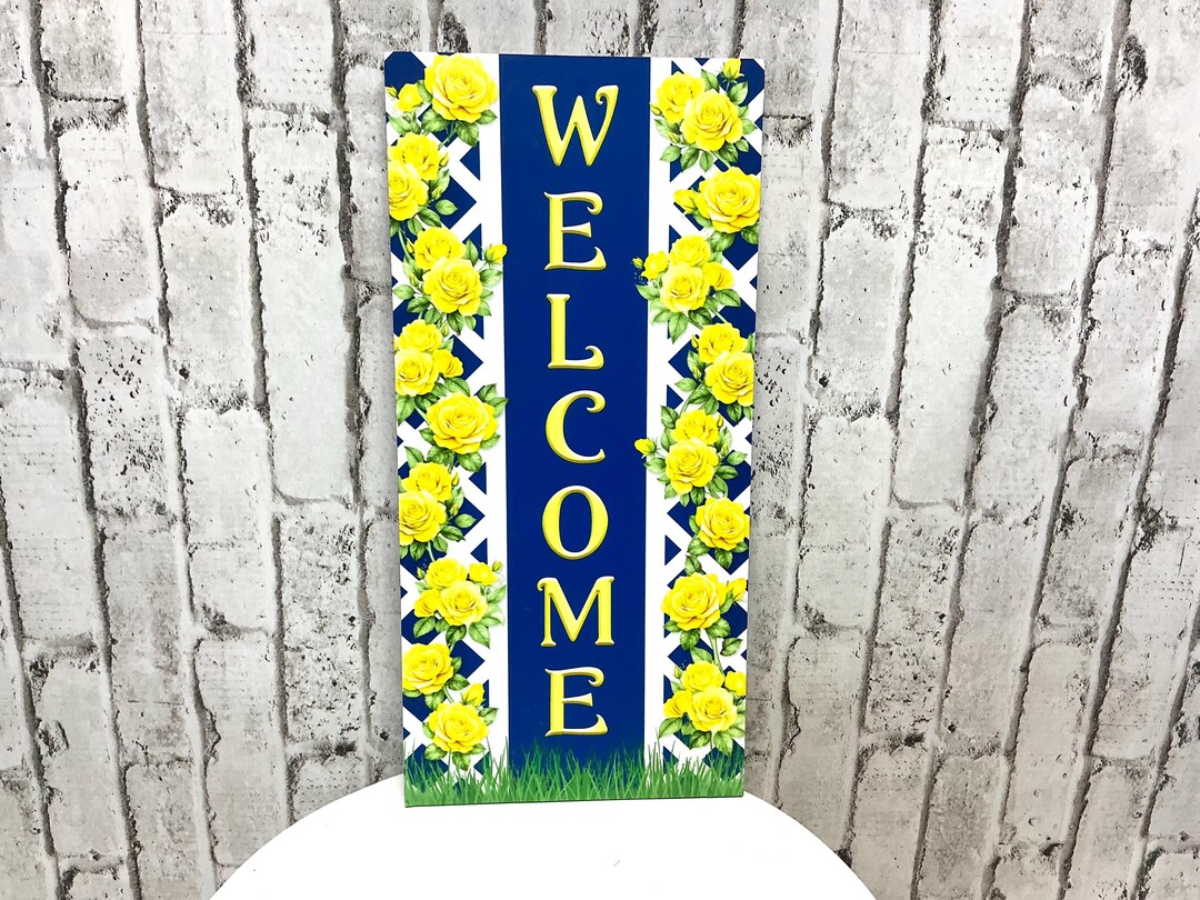 Welcome Sign With Rose Trellis, 12.5”x6” - Etsy