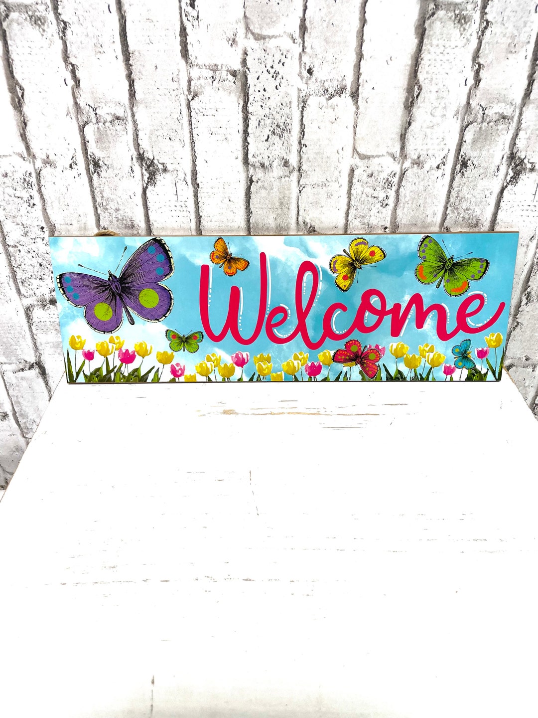 Spring Welcome Sign, AP802632, Butterfly Welcome Sign, Summer Sign ...