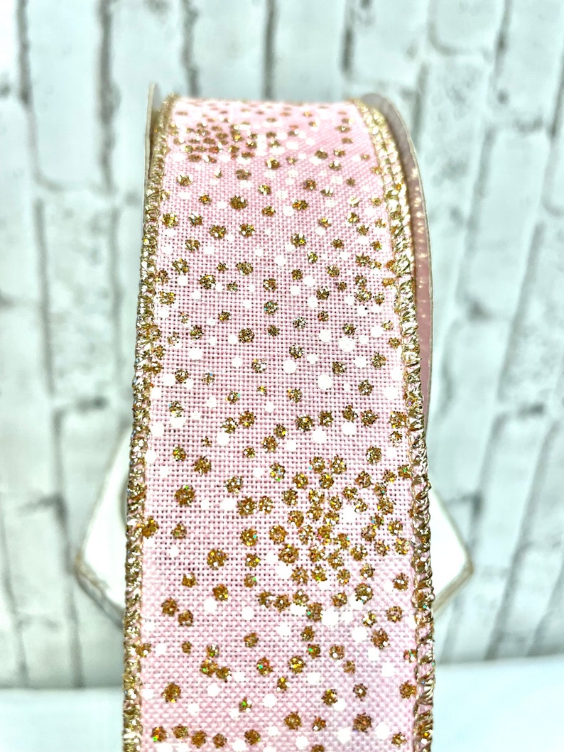 Pink Ribbon: Gold Glitter Mini Dots - Etsy