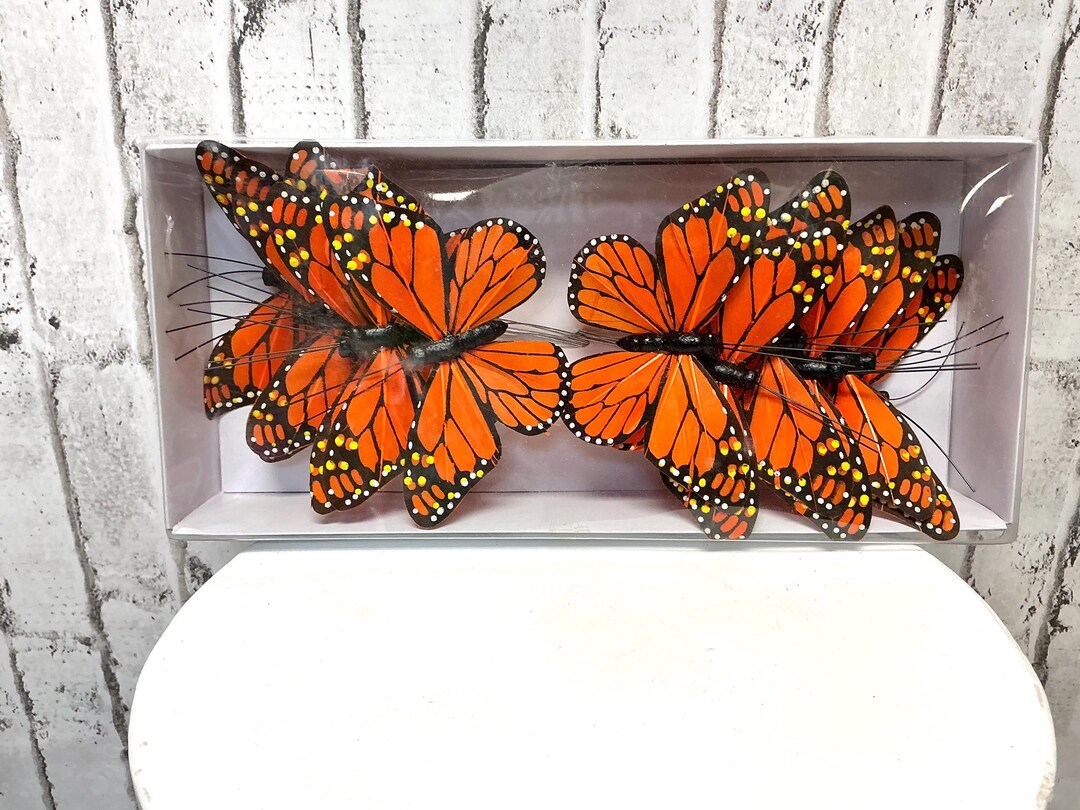 Monarch Butterfly Box, 12 Butterflies Included, Each Has 10” Wire ...