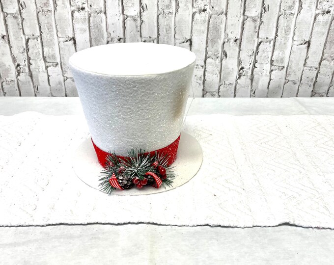 Christmas White Top Hat Tree Topper, Christmas Embellishment, Christmas ...