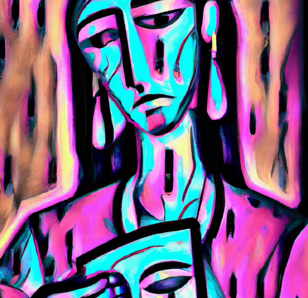 Electric Emotion A Psychedelic Synthwave Take on Picasso's the Weeping ...