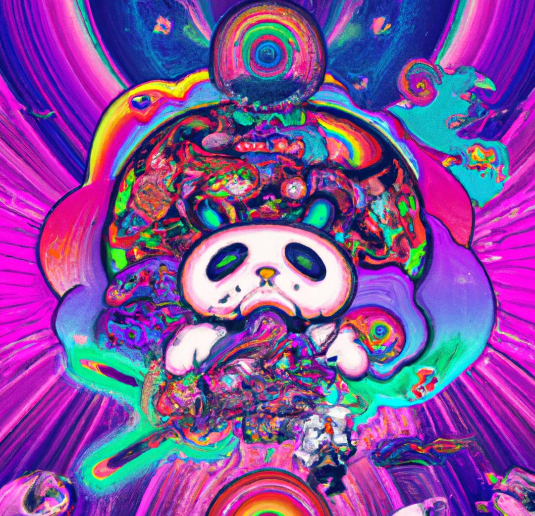 Neon Dreamscape: A Psychedelic Synthwave Take on Takashi Murakami's 727 ...
