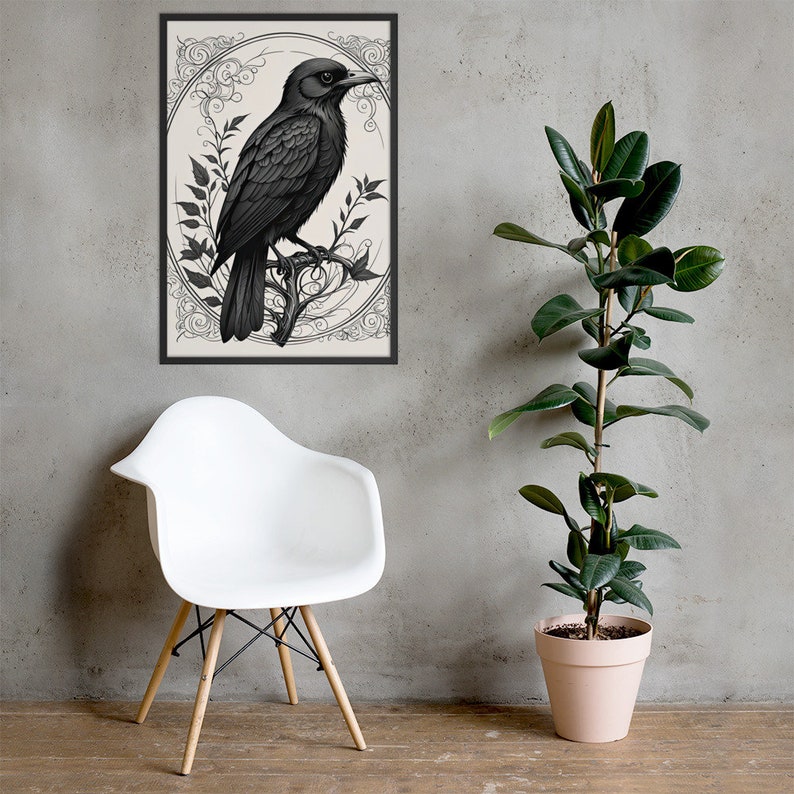 Goth-inspired Bird Graphic - Etsy