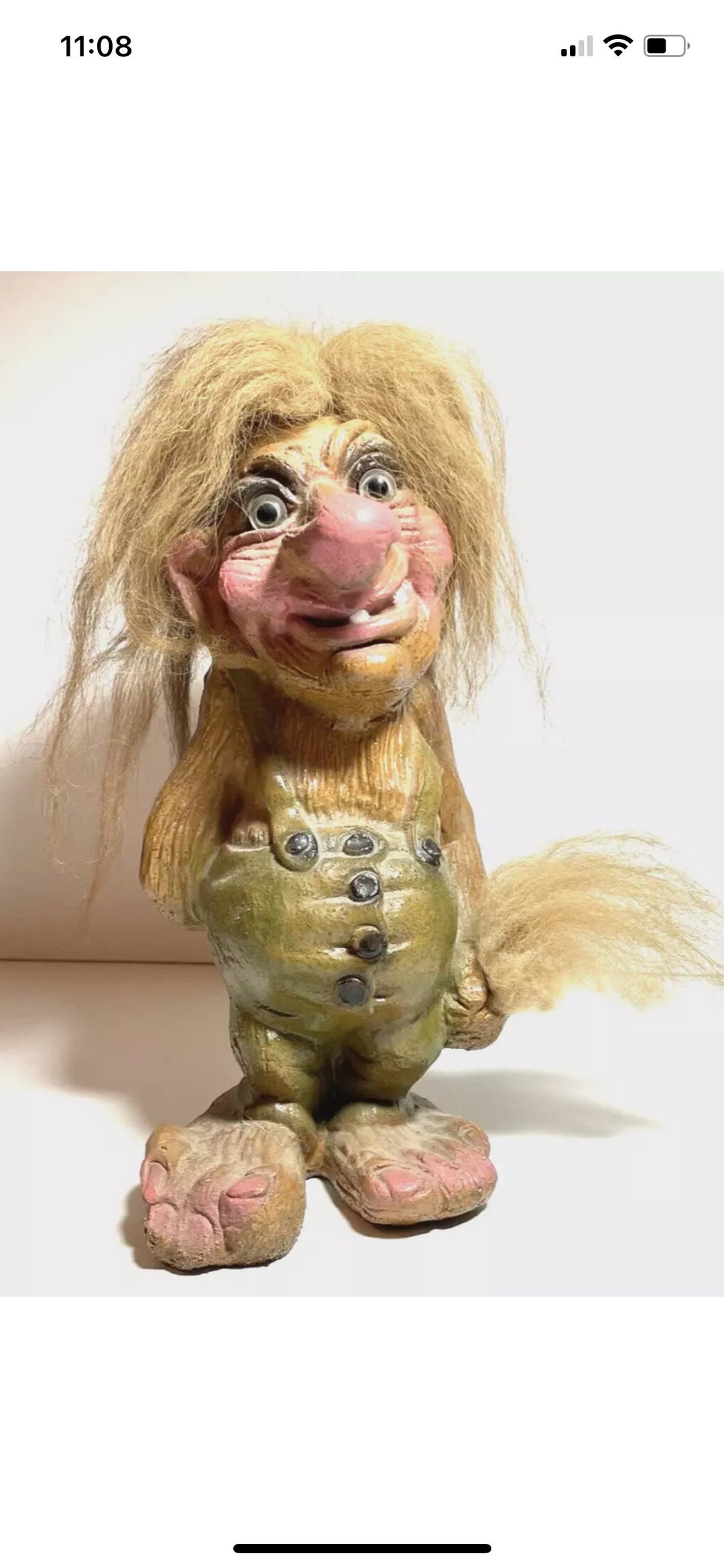 Nyform Norwegian Troll Holds Sticks Behind His Back, 10 Inches Vintage ...