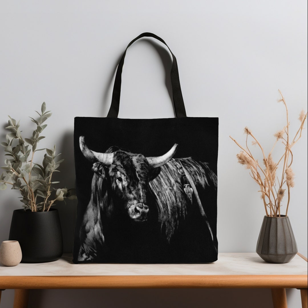 Buckin Bull Canvas Tote Bag, Large Western Shoulder Bag, Cowgirl Carry ...