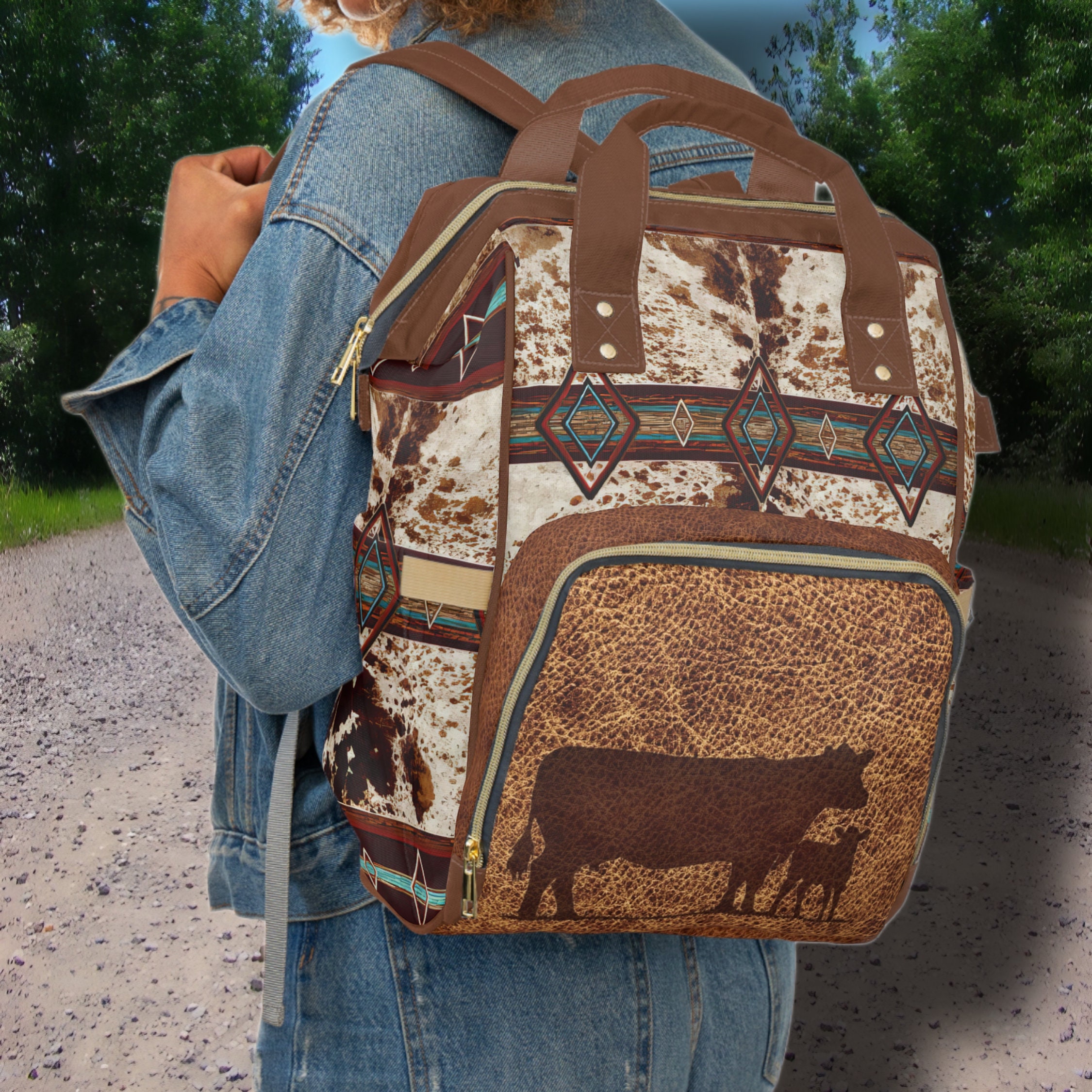 PERSONALIZED Western Backpack Diaper Bag Rustic Cattle Gift for Rancher ...