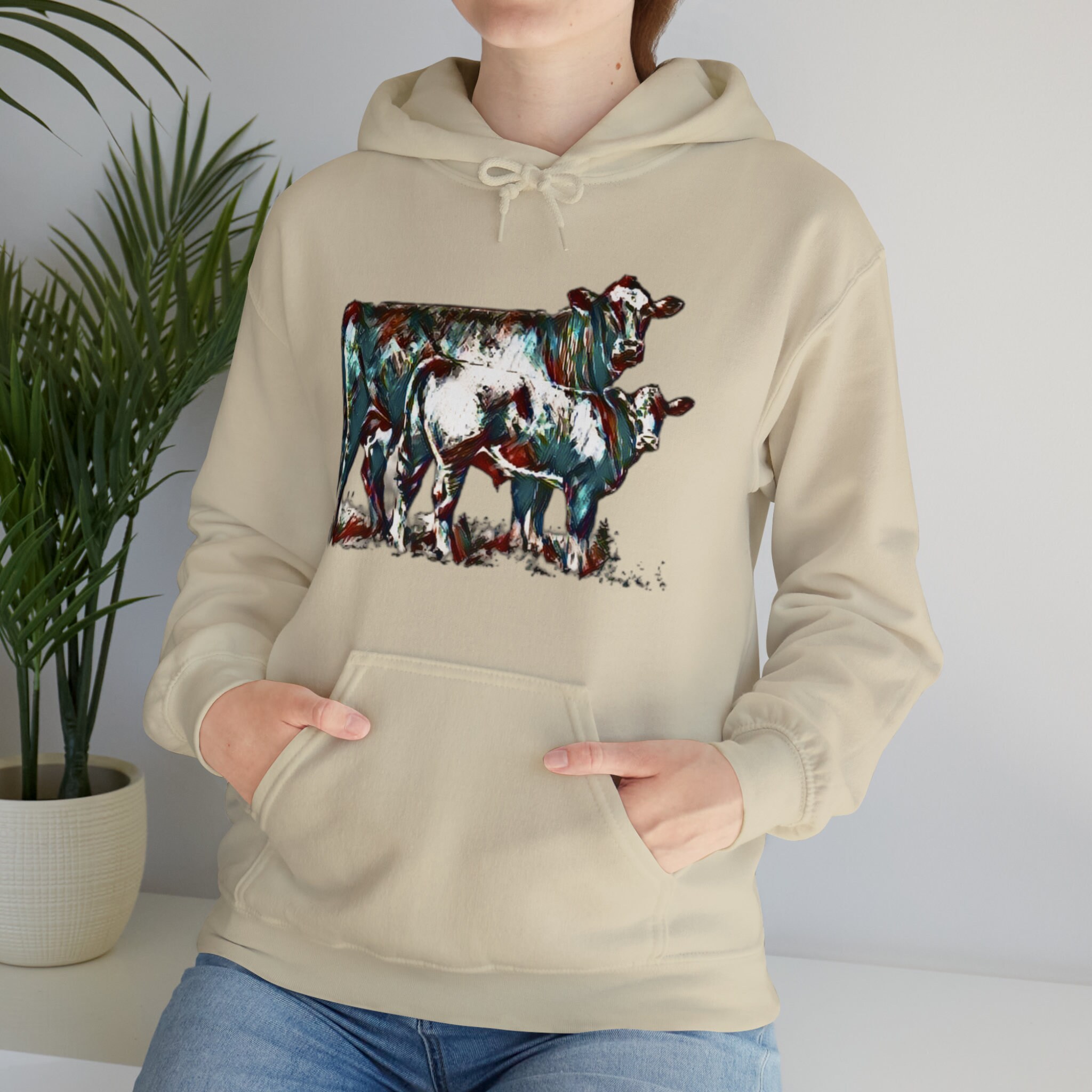 Artwork Cow Calf Pair Hoodie Unisex Heavy Blend Hooded - Etsy