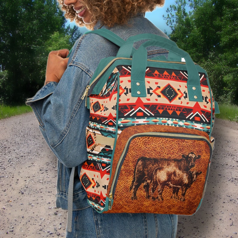 PERSONALIZED Western Backpack/diaper Bag Saddle Blanket Cow Calf ...