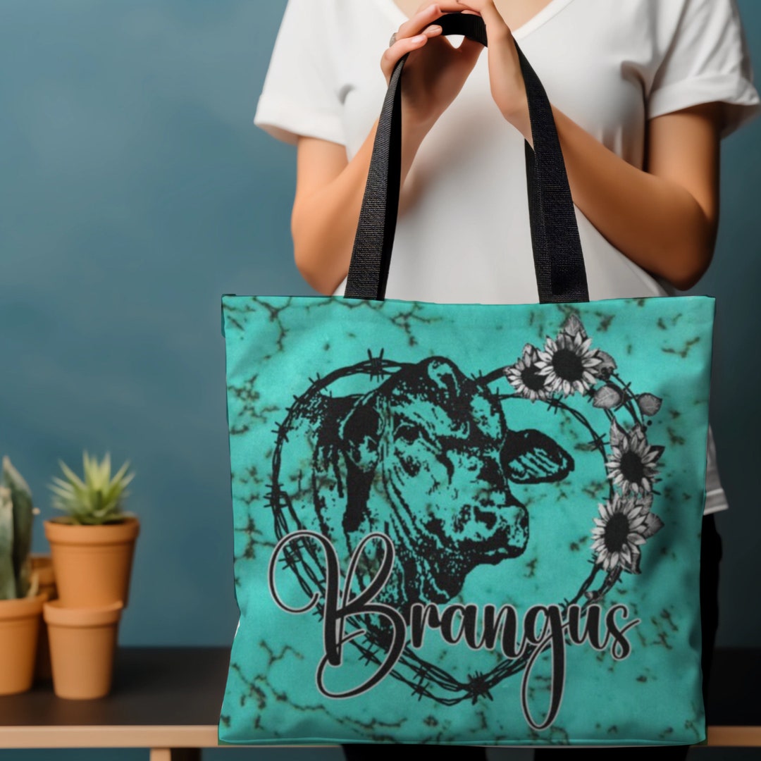 Large Brangus Cattle Lovers Canvas Tote Bag Gift for Ranch Mom, Farm ...