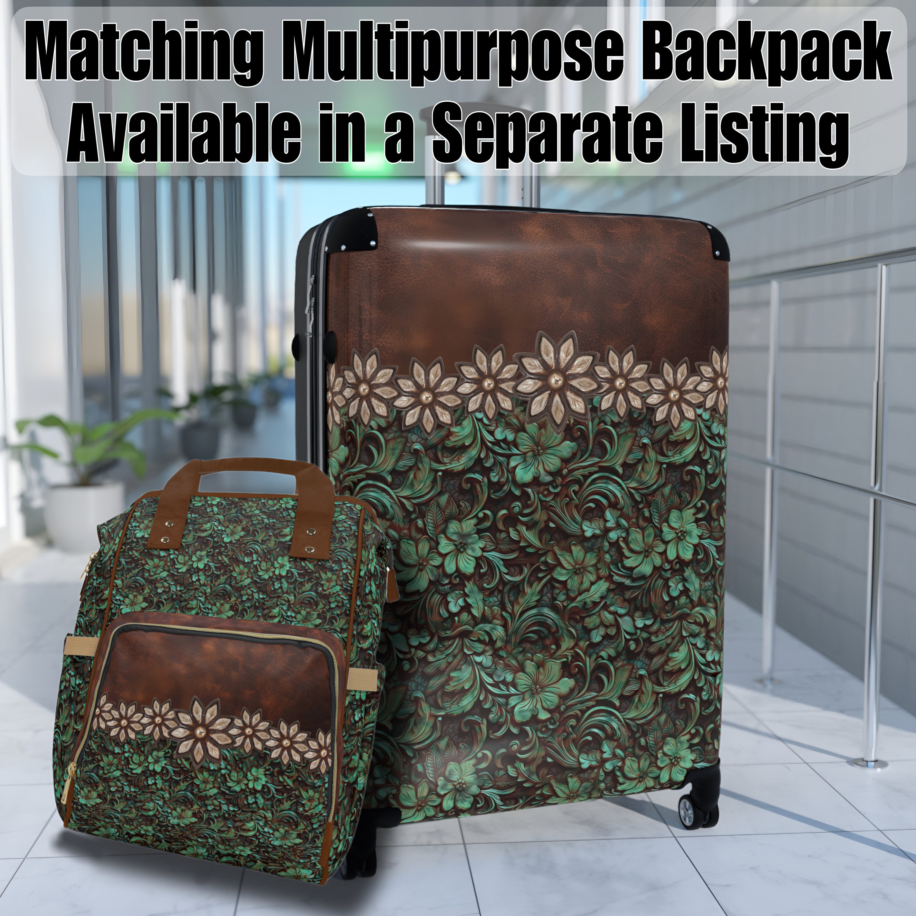 Western Suitcase Tooled Leather Concho Design With Your Choice of ...