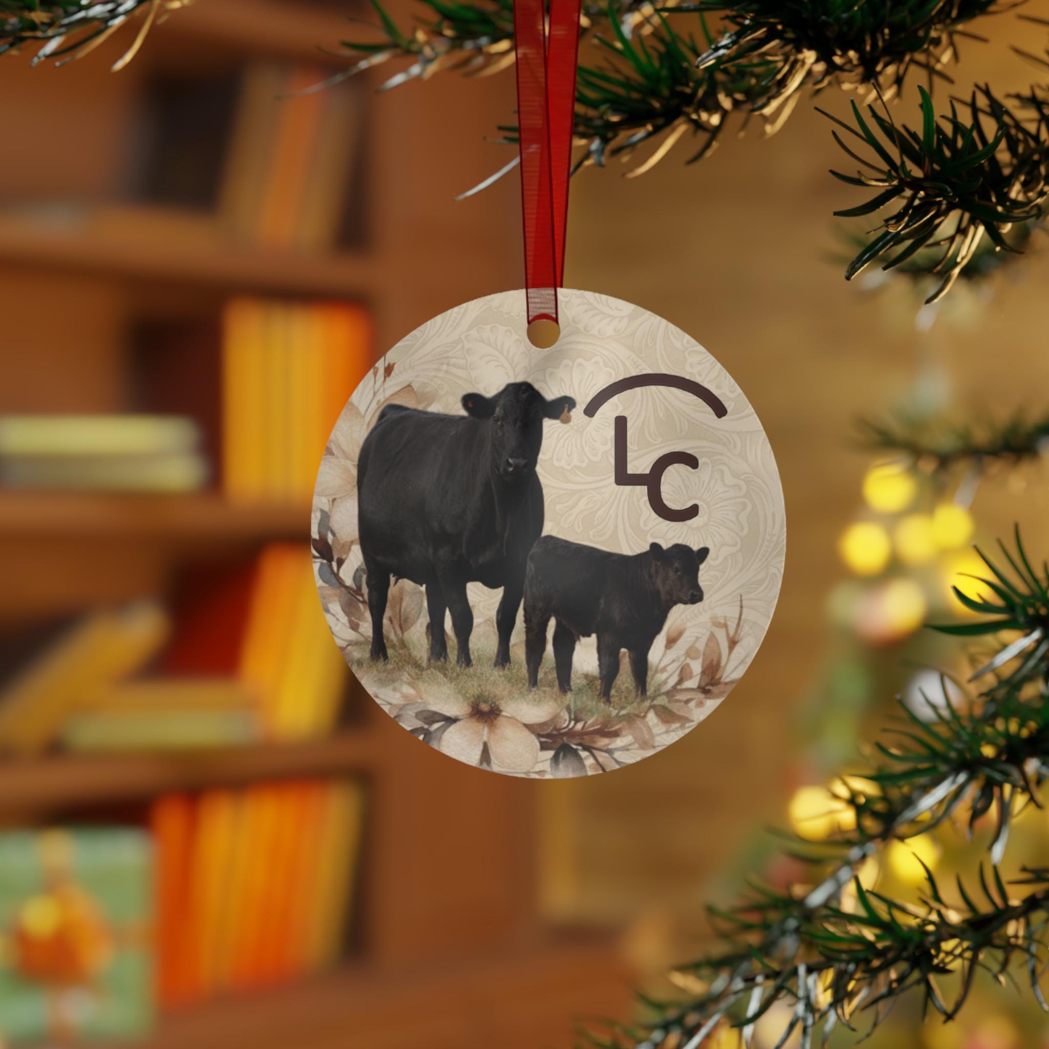 PERSONALIZED Angus Cow & Calf Christmas Ornament, Custom Western ...