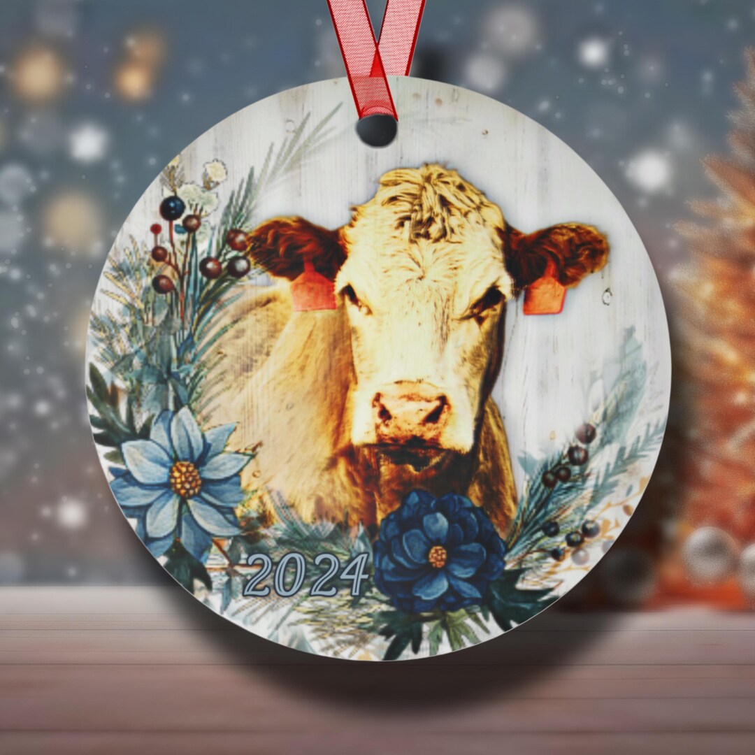 PERSONALIZED Simmental Christmas Ornament, Custom Cow Western Metal ...