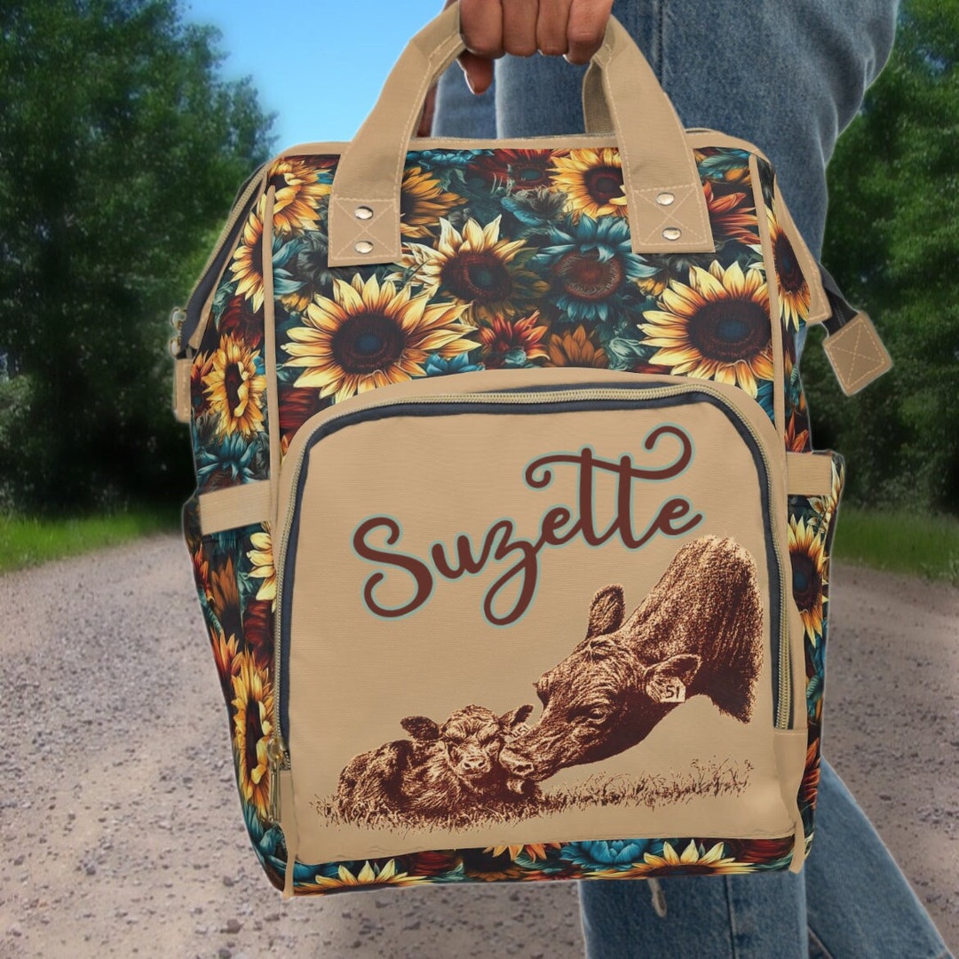 PERSONALIZED Western Backpack, Angus Cow Diaper Bag, Cow Calf Backpack ...