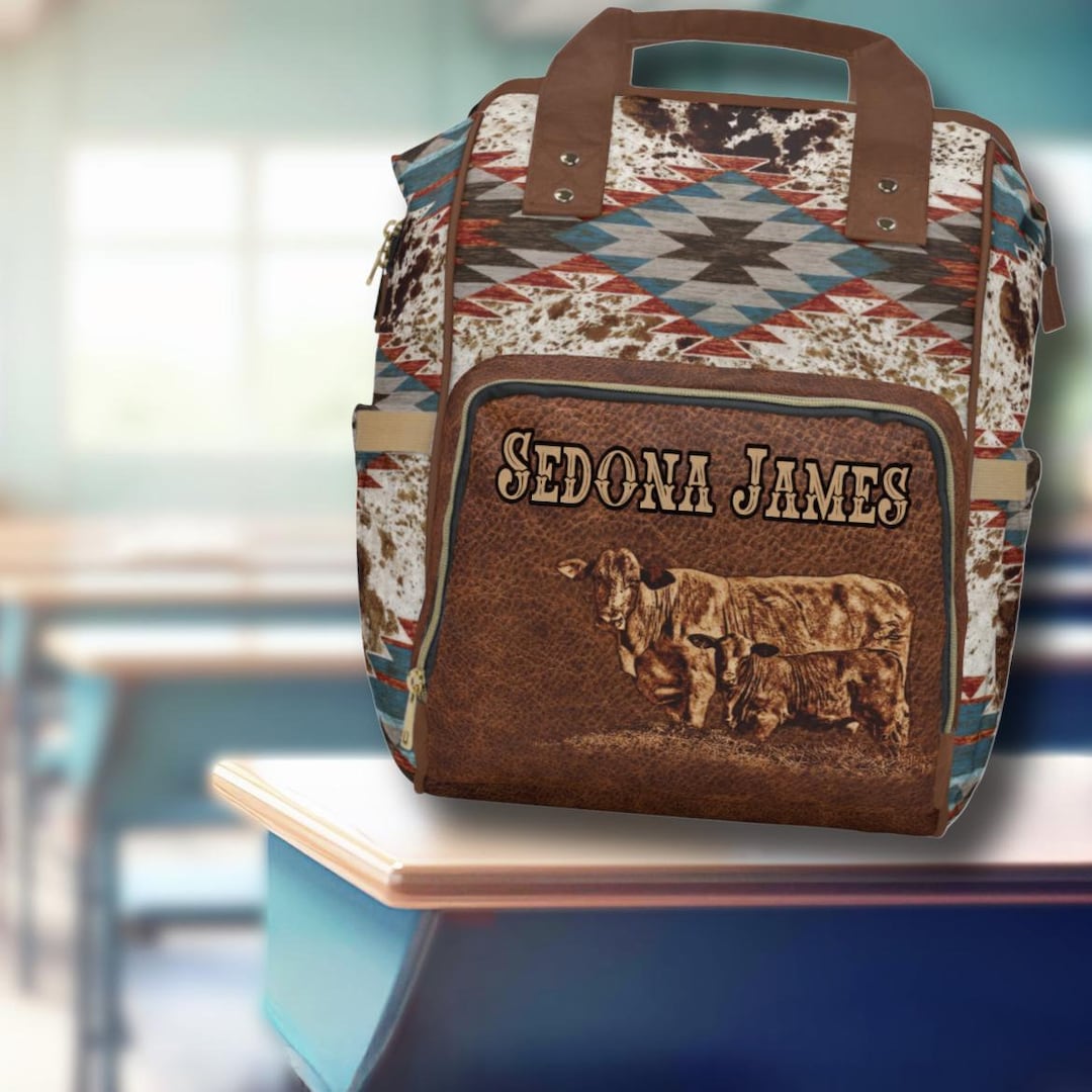 PERSONALIZED Western Backpack Brangus Cattle Gift for Rancher Cowgirl ...