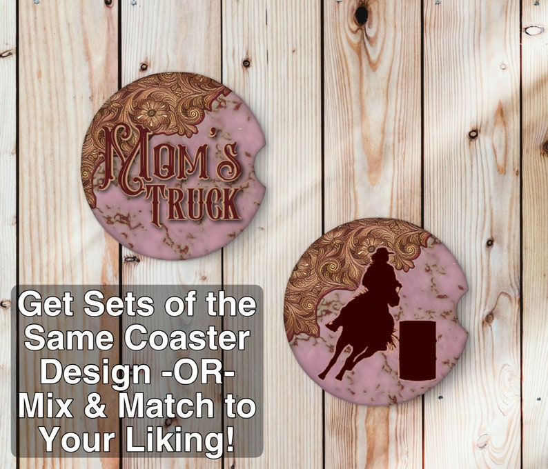 Barrel Racer Truck Cupholder Stone Coaster Set, Cool Western Car ...