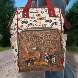 PERSONALIZED Farm Animals Backpack, Farm Animals Diaper Bag, Farm ...