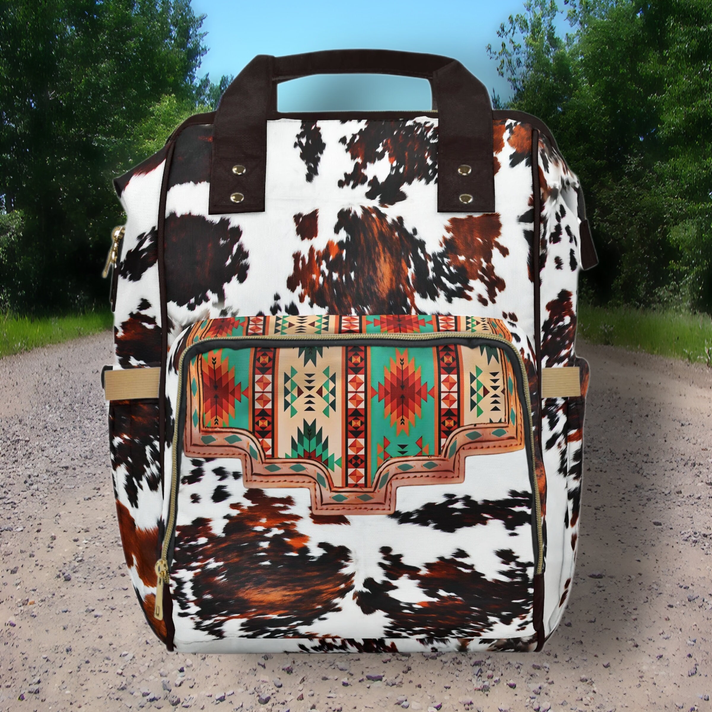 Personalized Western Backpack or Diaper Bag, a Hair-on Cowhide & Carved ...