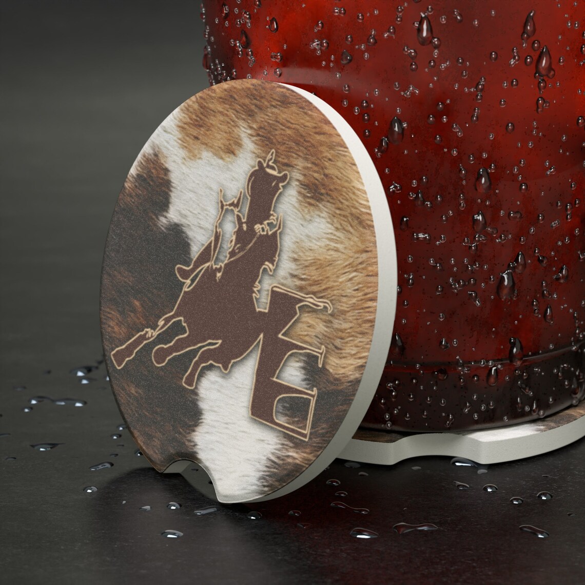 Barrel Racer Western Truck Cupholder Stone Coaster Set, Barrel Racing ...