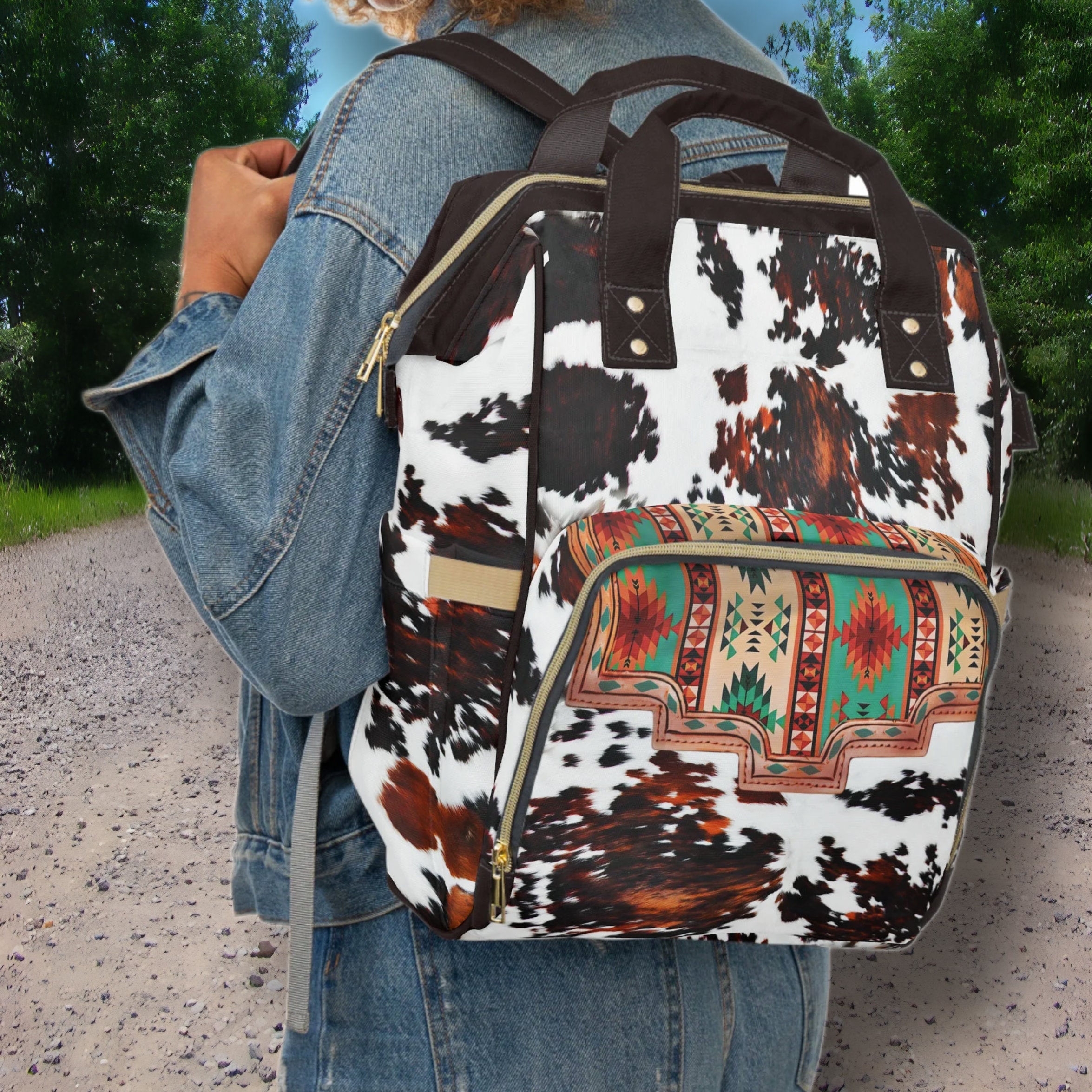 Personalized Western Backpack or Diaper Bag, a Hair-on Cowhide & Carved ...
