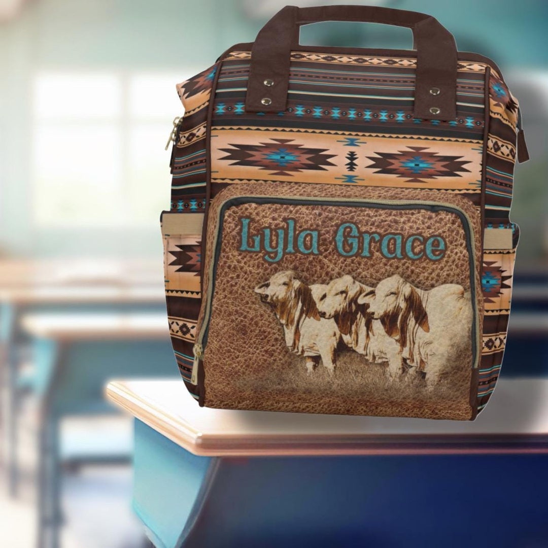 PERSONALIZED Brahman Cattle Western Backpack, Back to School Bag ...