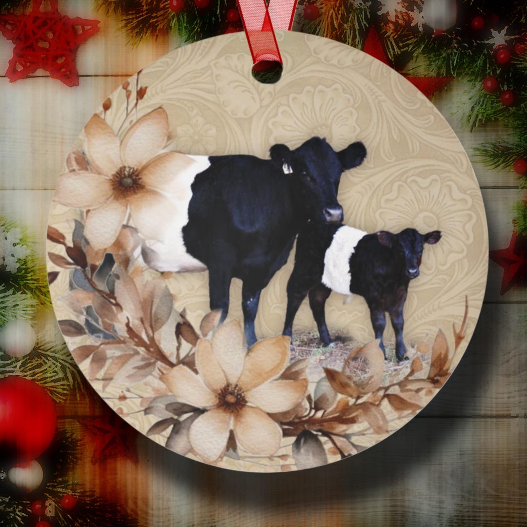 PERSONALIZED Belted Galloway Christmas Ornament, Custom Cow Calf ...