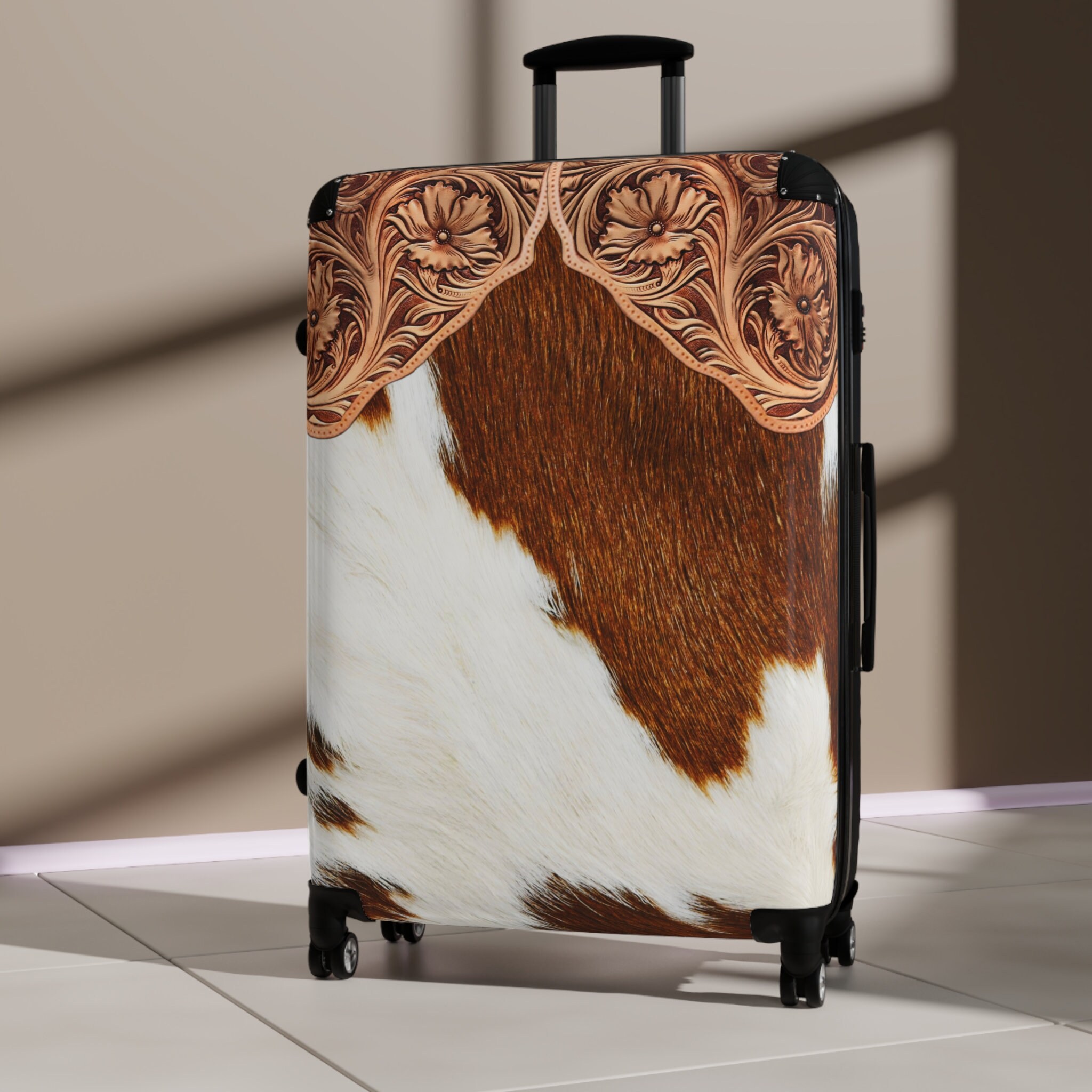 PERSONALIZED Western Suitcase TSA Luggage Set Digitally Printed Carved ...