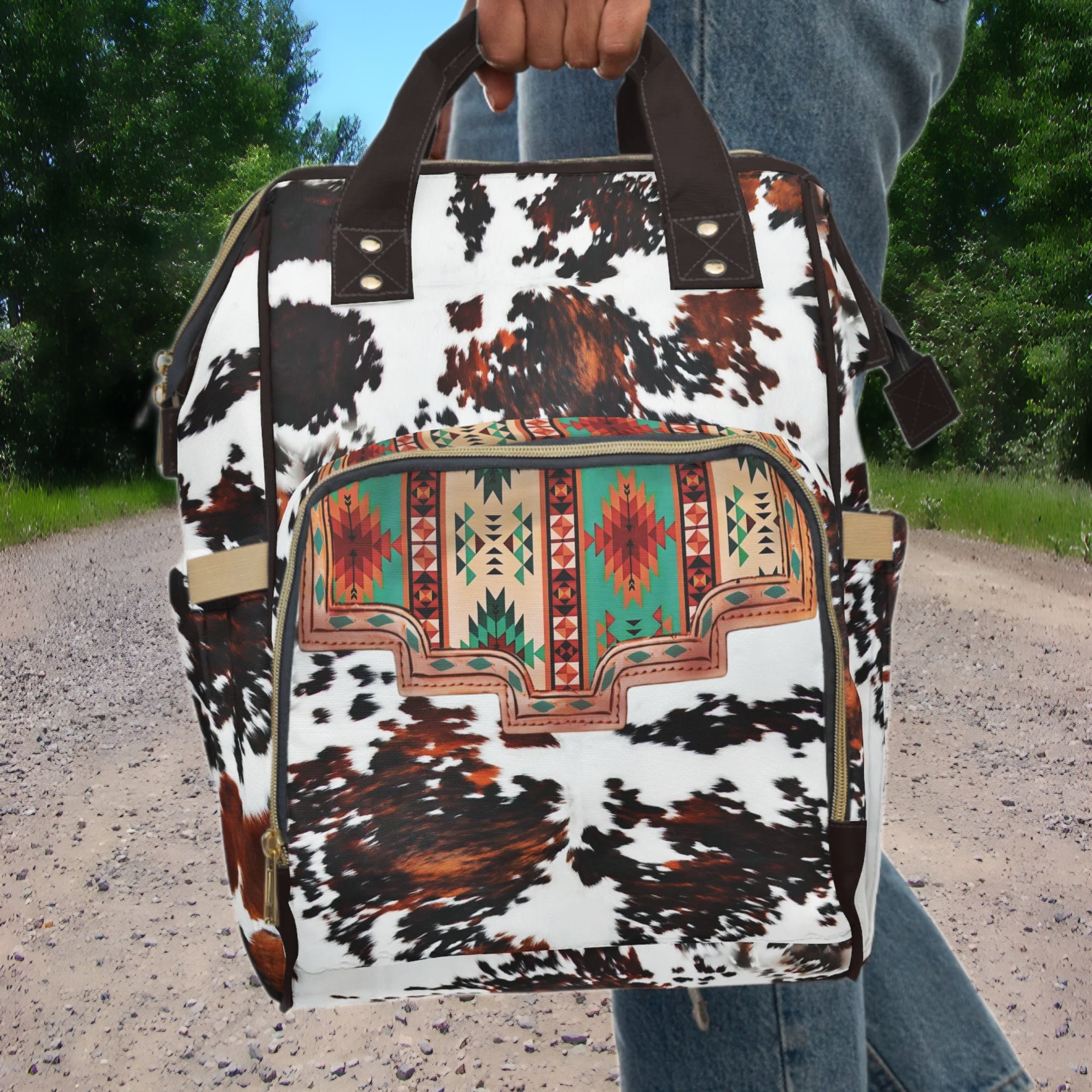 Personalized Western Backpack or Diaper Bag, a Hair-on Cowhide & Carved ...