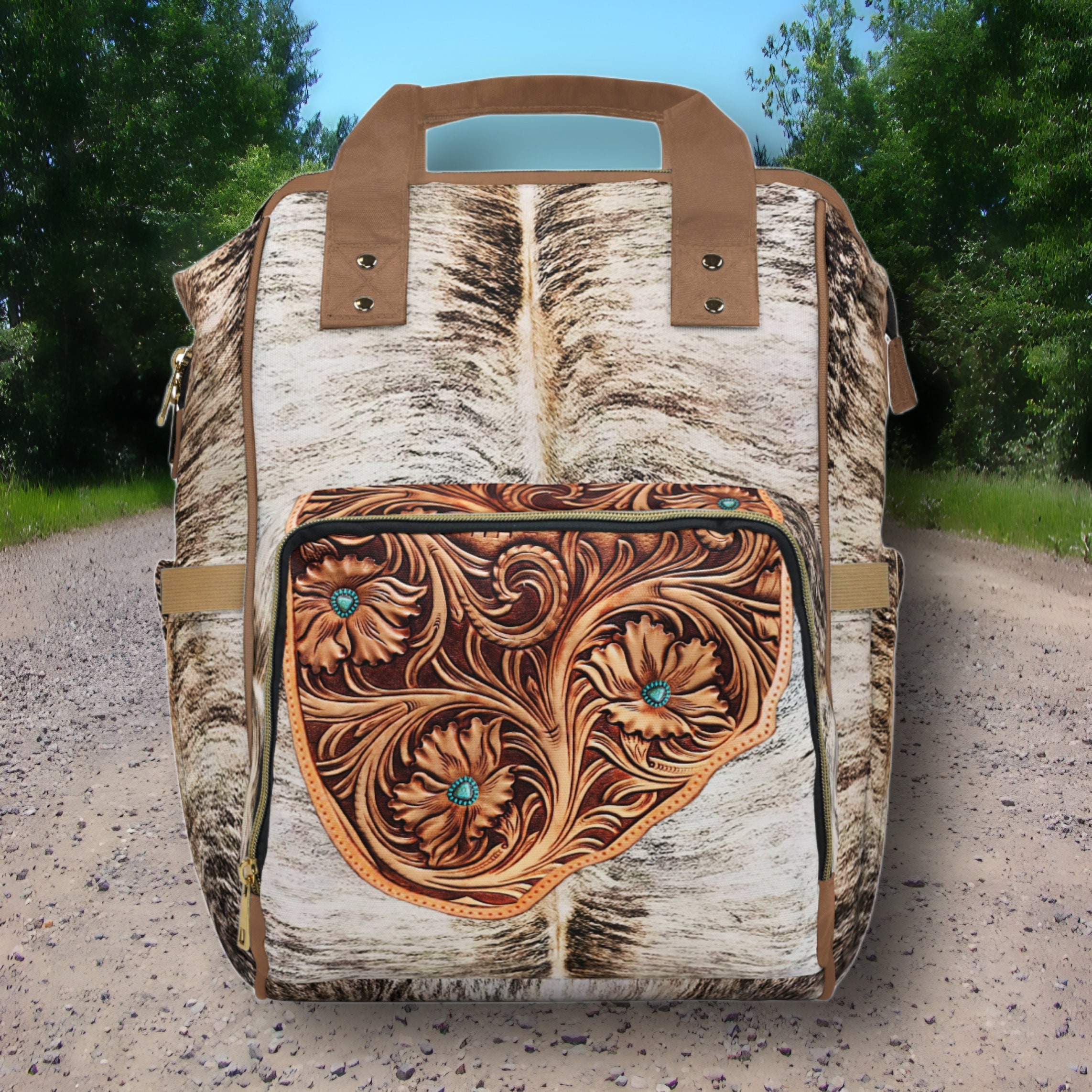 Personalized Western Backpack/diaper Bag a Hair-on Brindle - Etsy